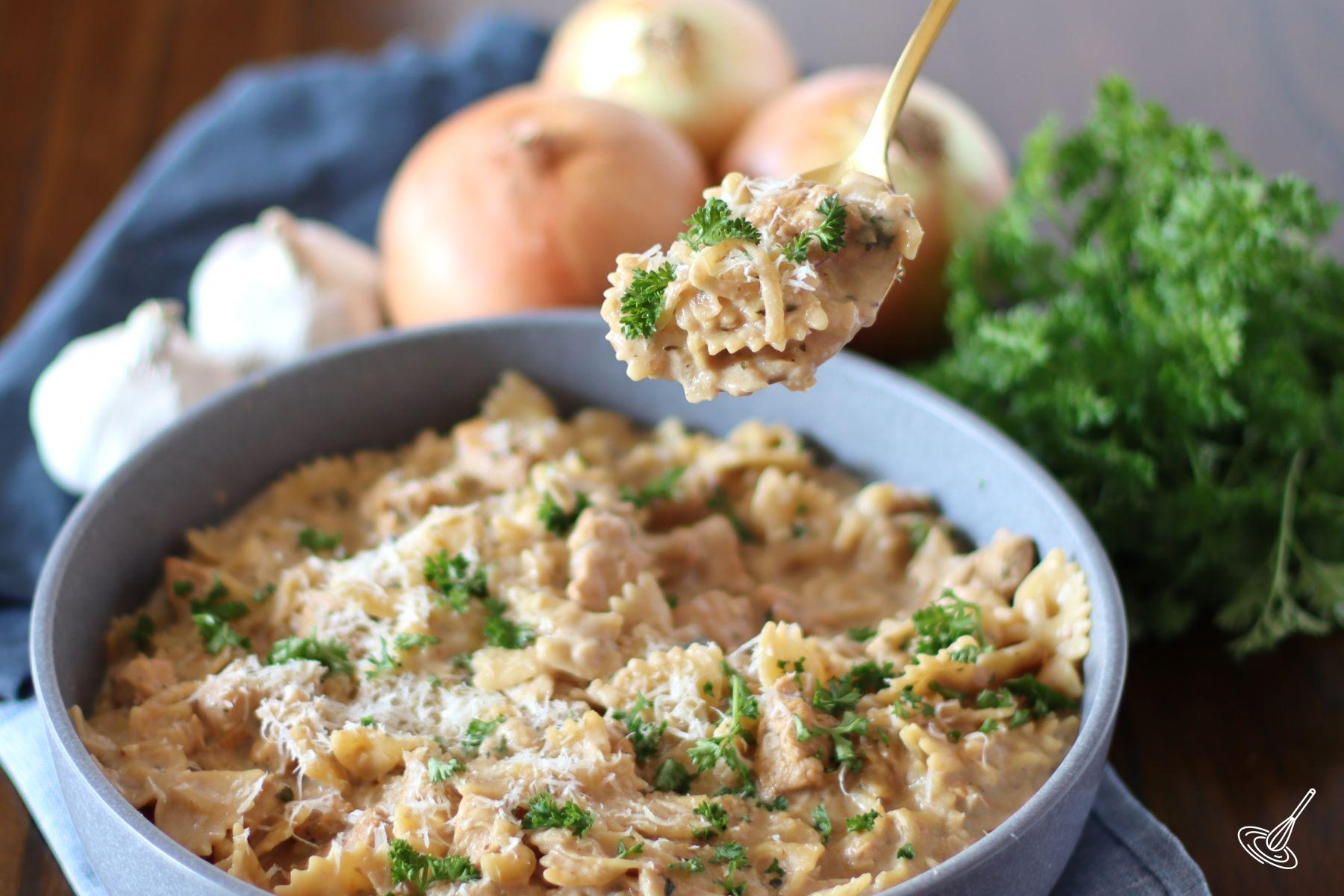 French Onion Chicken Pasta - French Kiss Cook