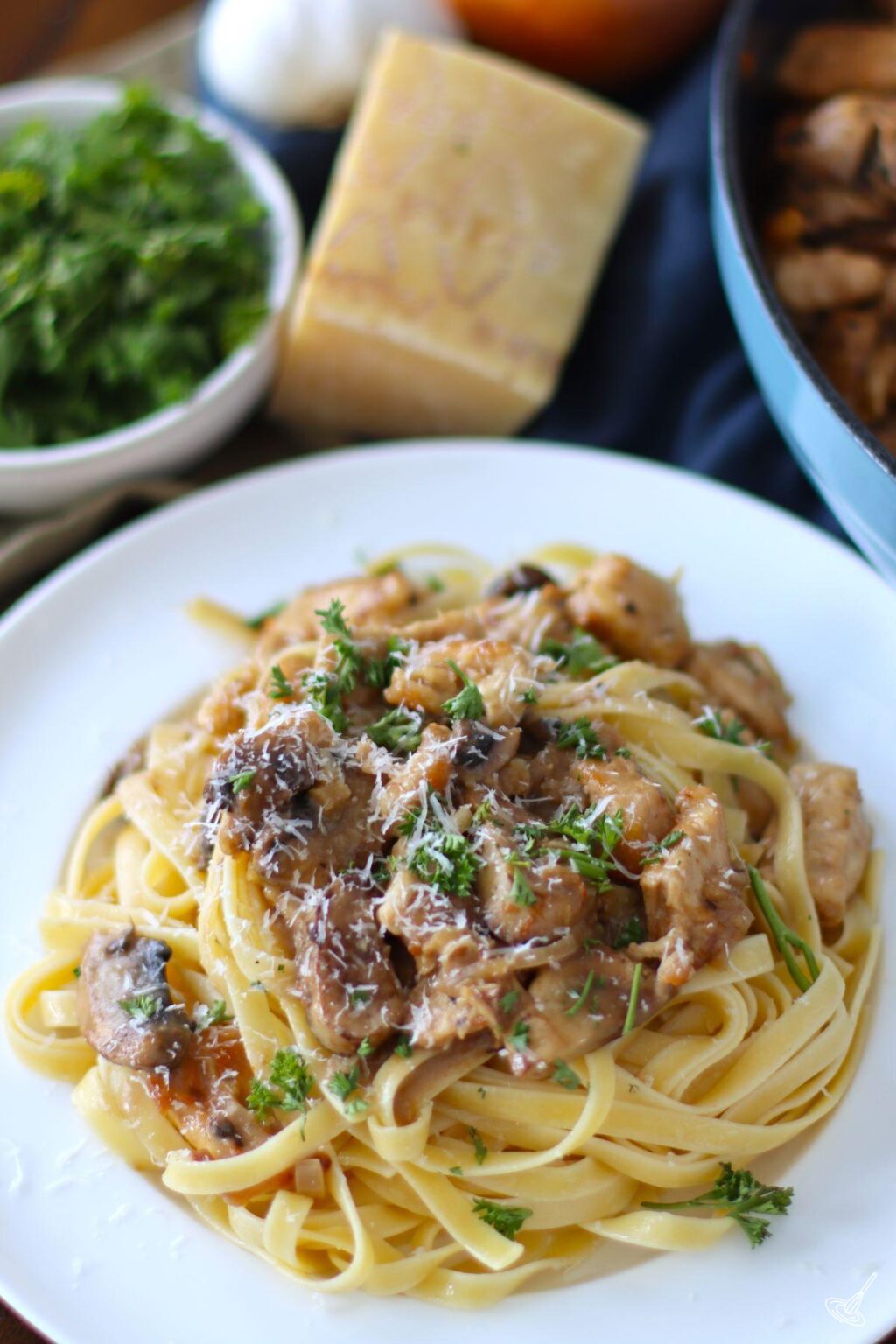 Chicken Marsala Fettuccine - French Kiss Cook