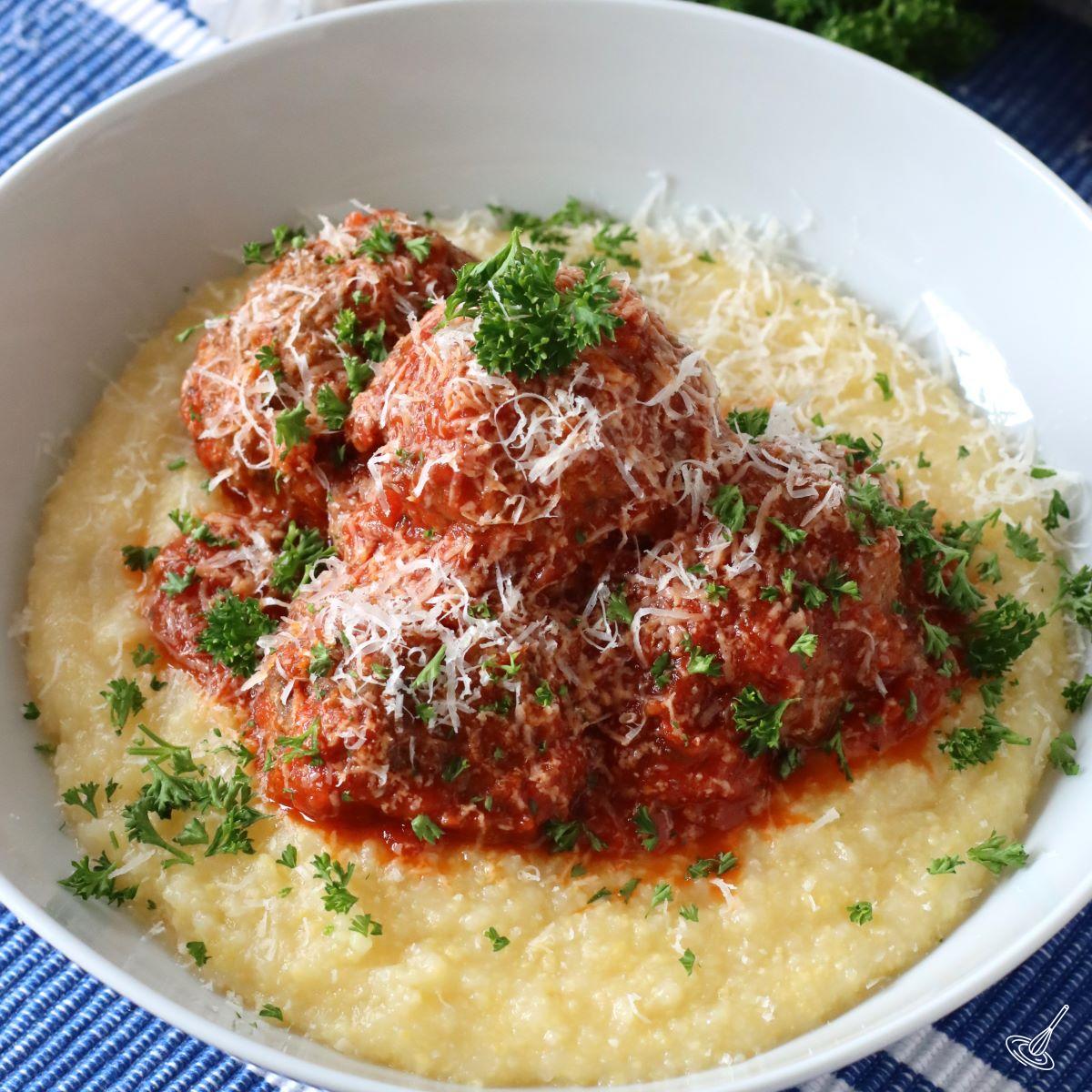 Italian Meatballs with Polenta - French Kiss Cook