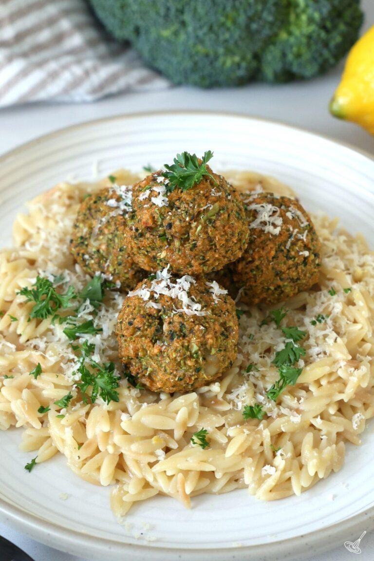 Baked Broccoli Parmesan Meatballs - French Kiss Cook